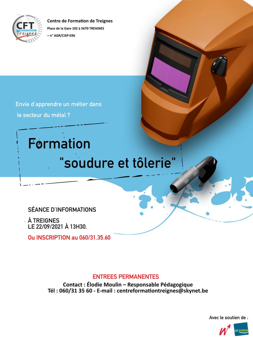 FORMATION en soudure et tôlerie - Fondation Chimay-Wartoise